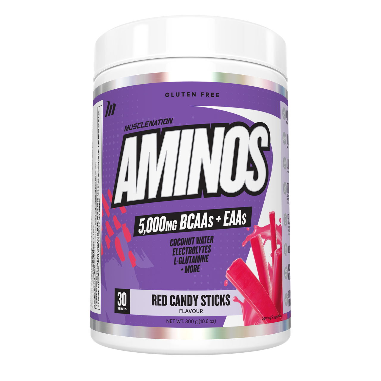 AMINOS + HYDRATION - Red Candy Sticks - 30 serves - Muscle Nation