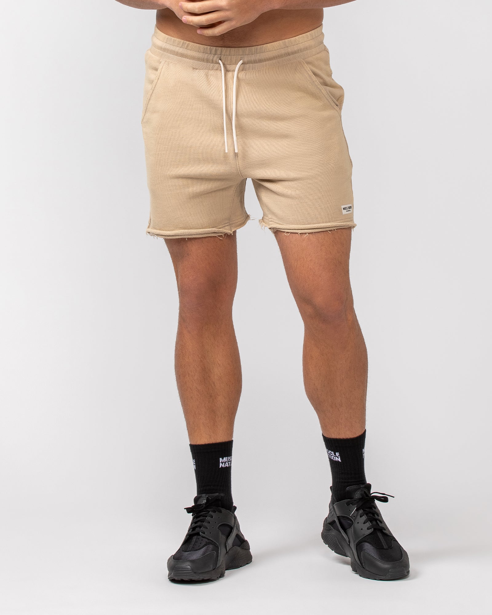 Raw Hem 5" Shorts - Washed Fossil - Muscle Nation