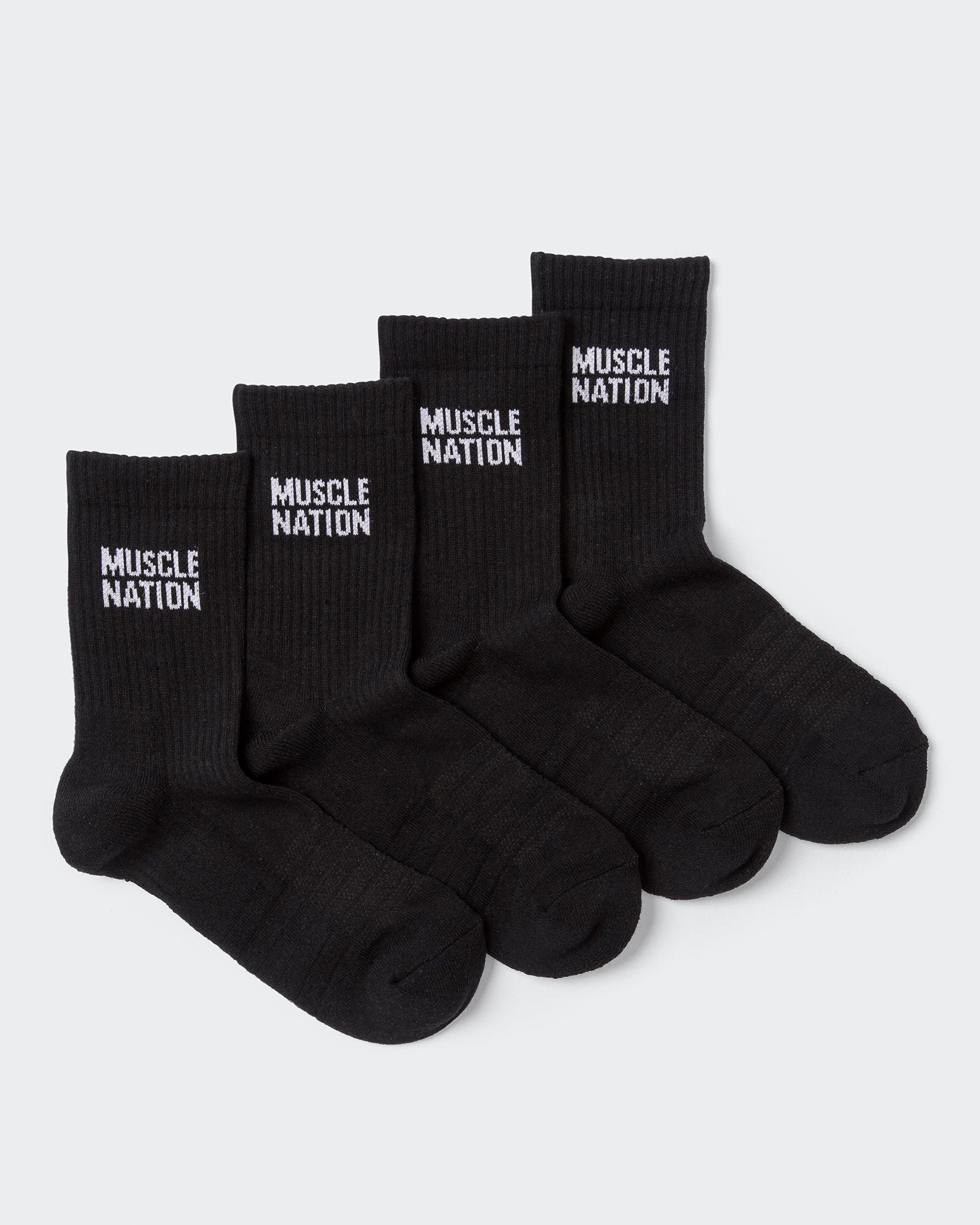 Womens Essential Crew Socks (2x Pack) - Black – Muscle Nation
