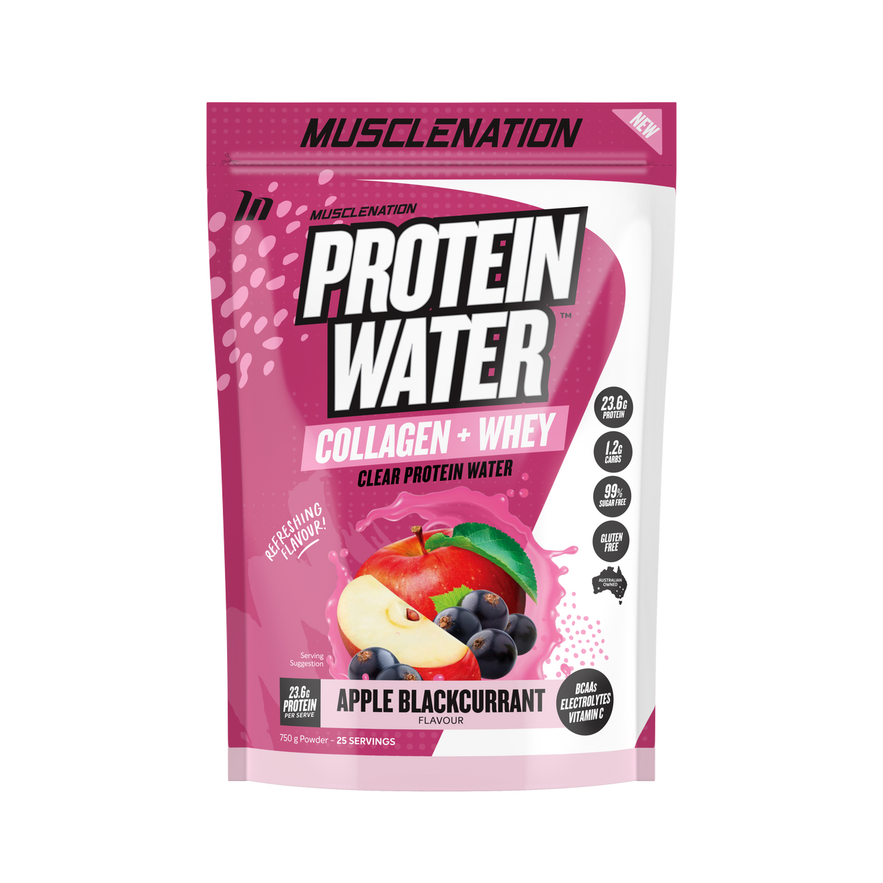 PROTEIN WATER - Apple Blackcurrant - 25 serves 750g - Muscle Nation