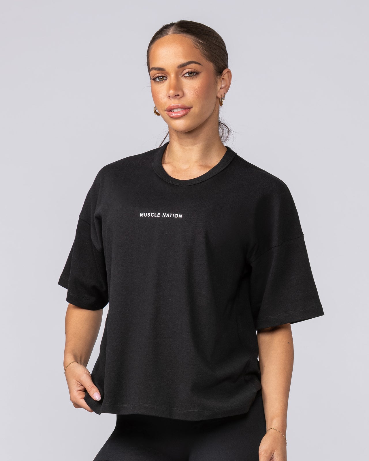 Boxy Fit Tee - Black – Muscle Nation