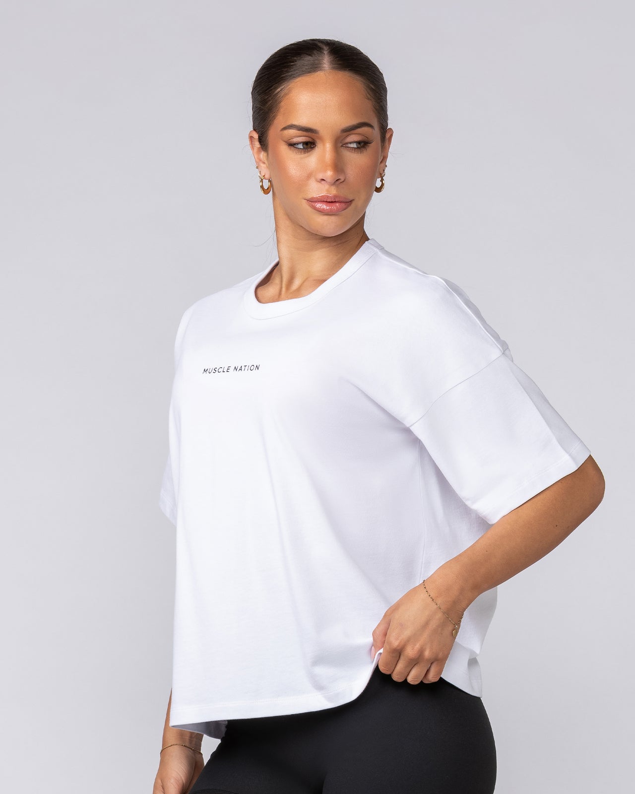 Boxy Fit Tee - White – Muscle Nation