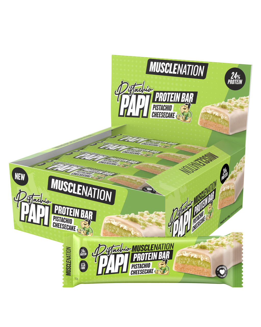 MN x PISTACHIO PAPI Protein Bar - Pistachio Cheesecake - Box of 12 ...