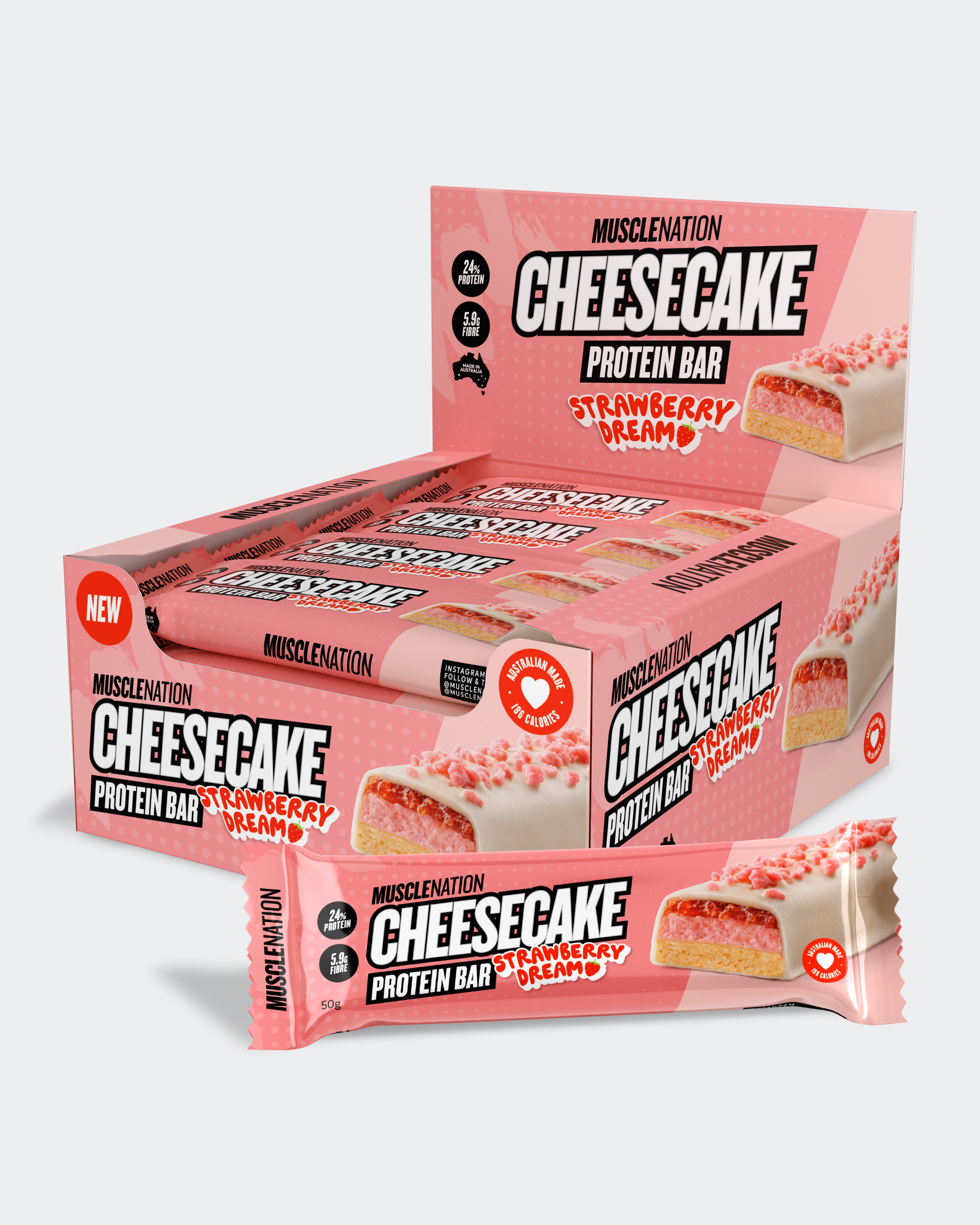 CHEESECAKE Protein Bar - Strawberry Dream - Box of 12 - Muscle Nation
