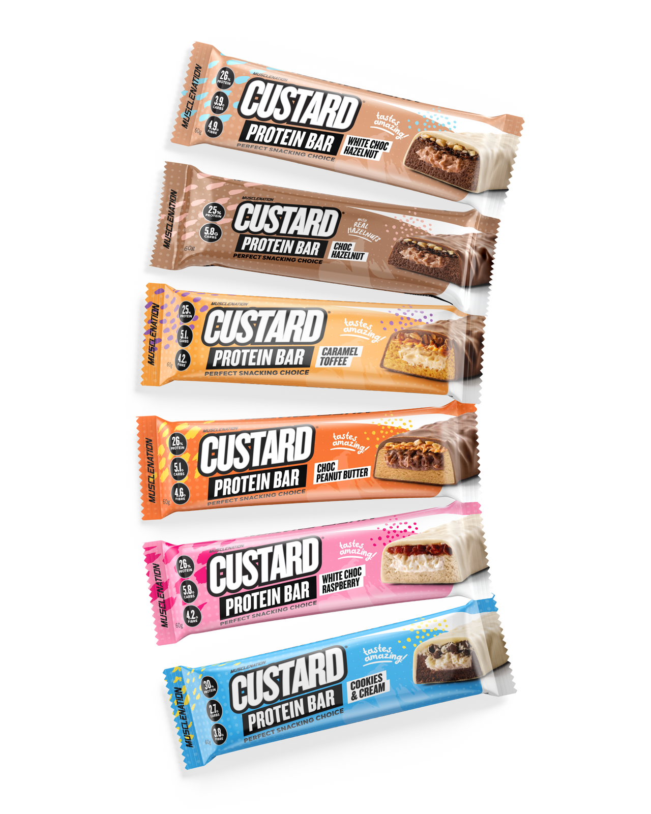 CUSTARD Protein Bar - Variety Pack - 6 Flavours - Muscle Nation