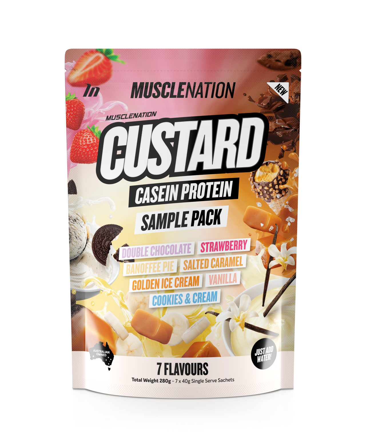 CUSTARD Casein Protein - Sample Pack - 7 Flavours – Muscle Nation