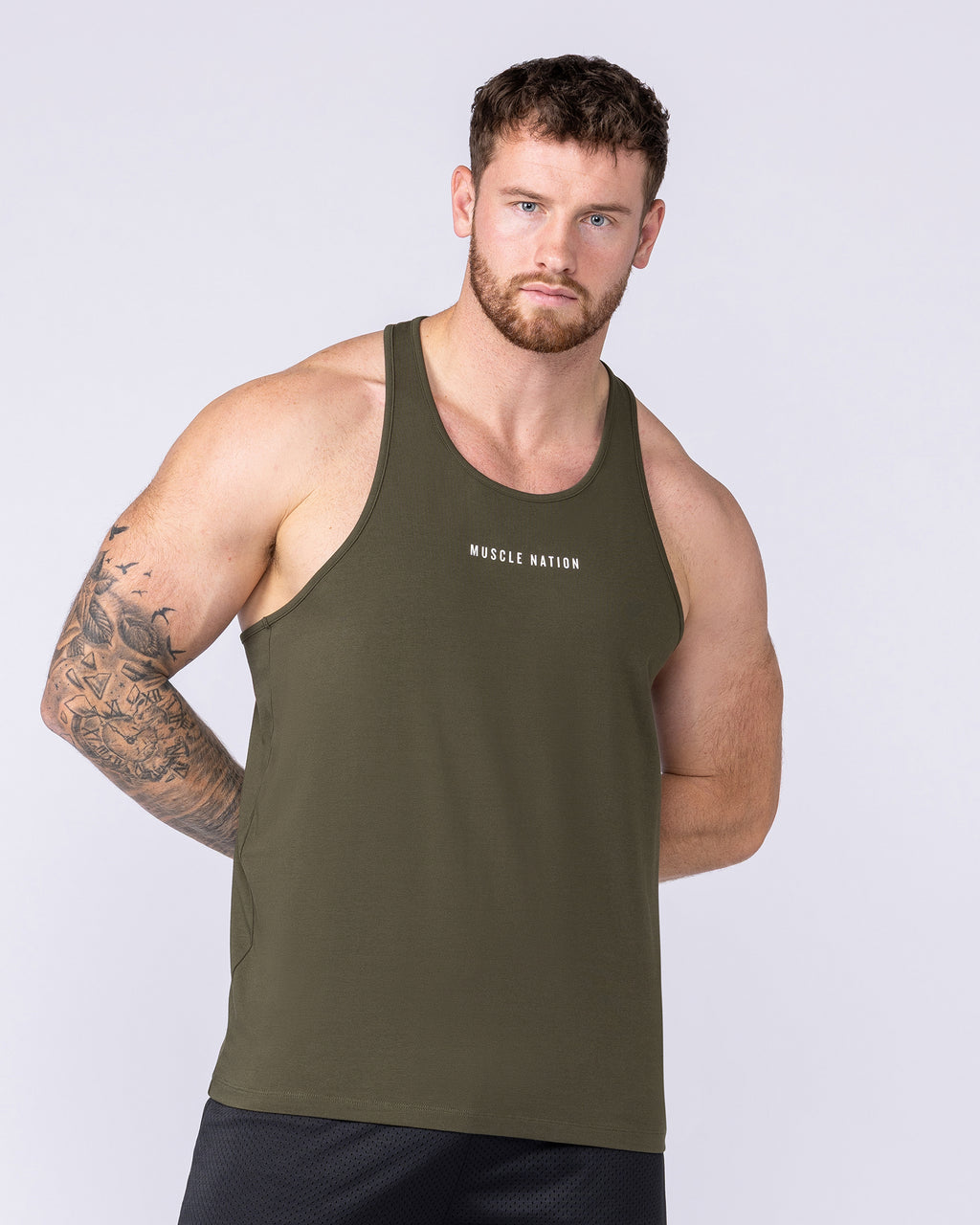 Infinite Y Back Singlet - Dark Khaki – Muscle Nation