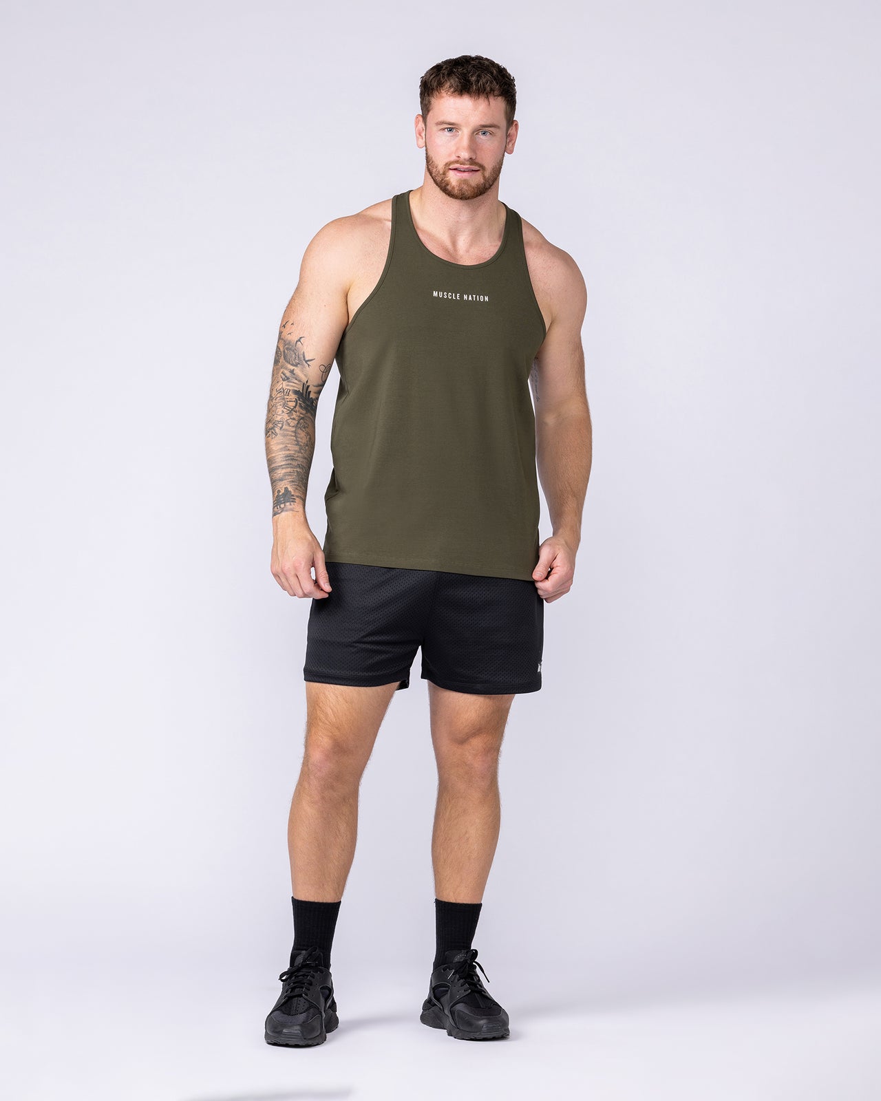Infinite Y Back Singlet - Dark Khaki – Muscle Nation