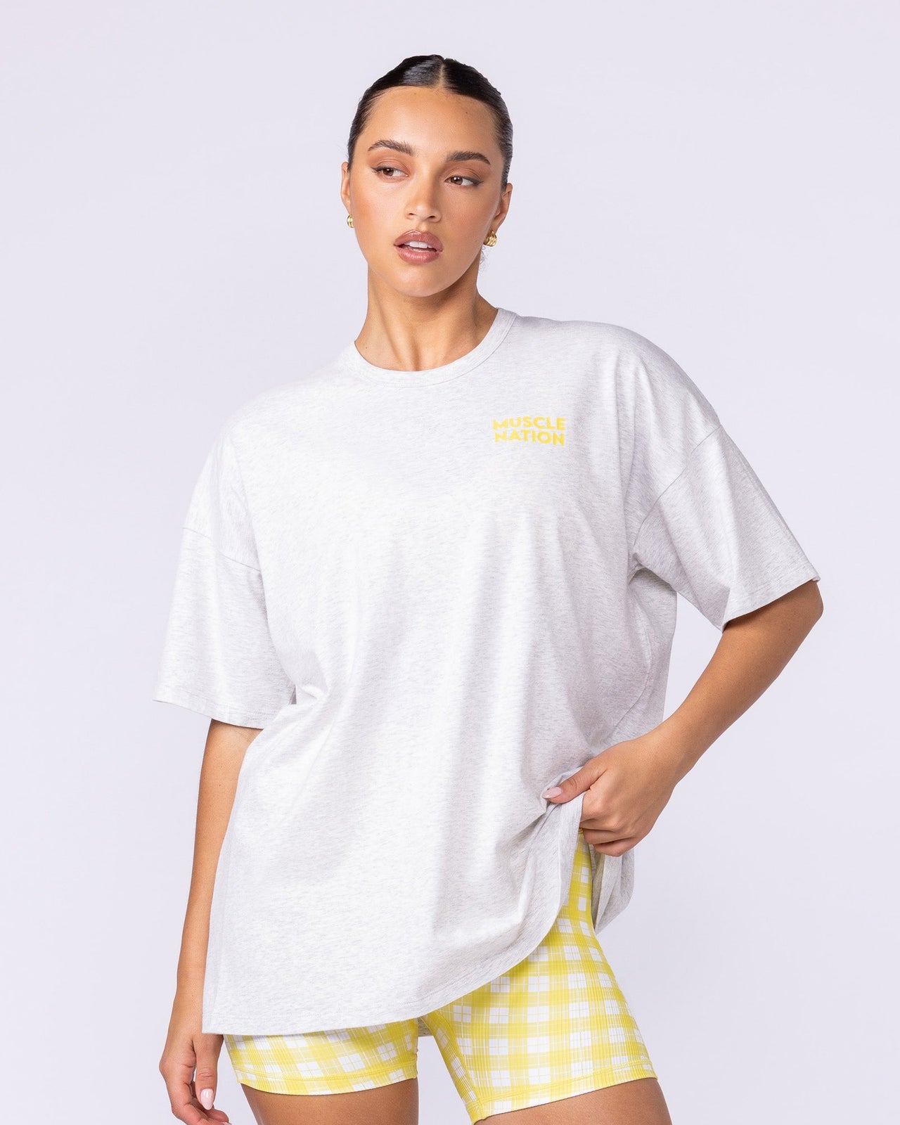 Lifestyle Club Oversized Tee - Snow Grey Marl – Muscle Nation