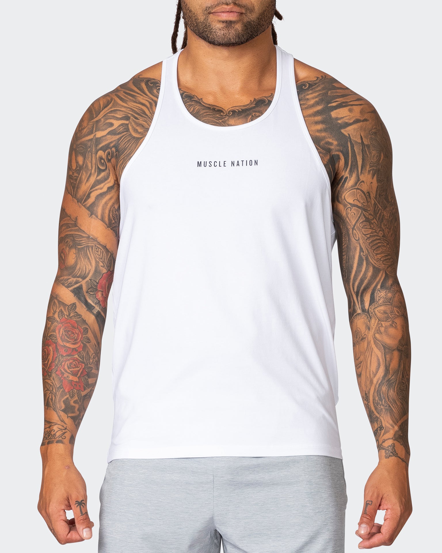 Infinite Y Back Singlet - White - Muscle Nation