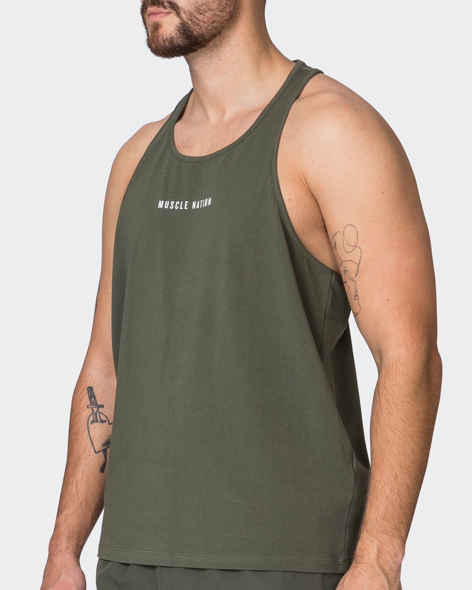 Infinite Y Back Singlet - Dark Khaki – Muscle Nation