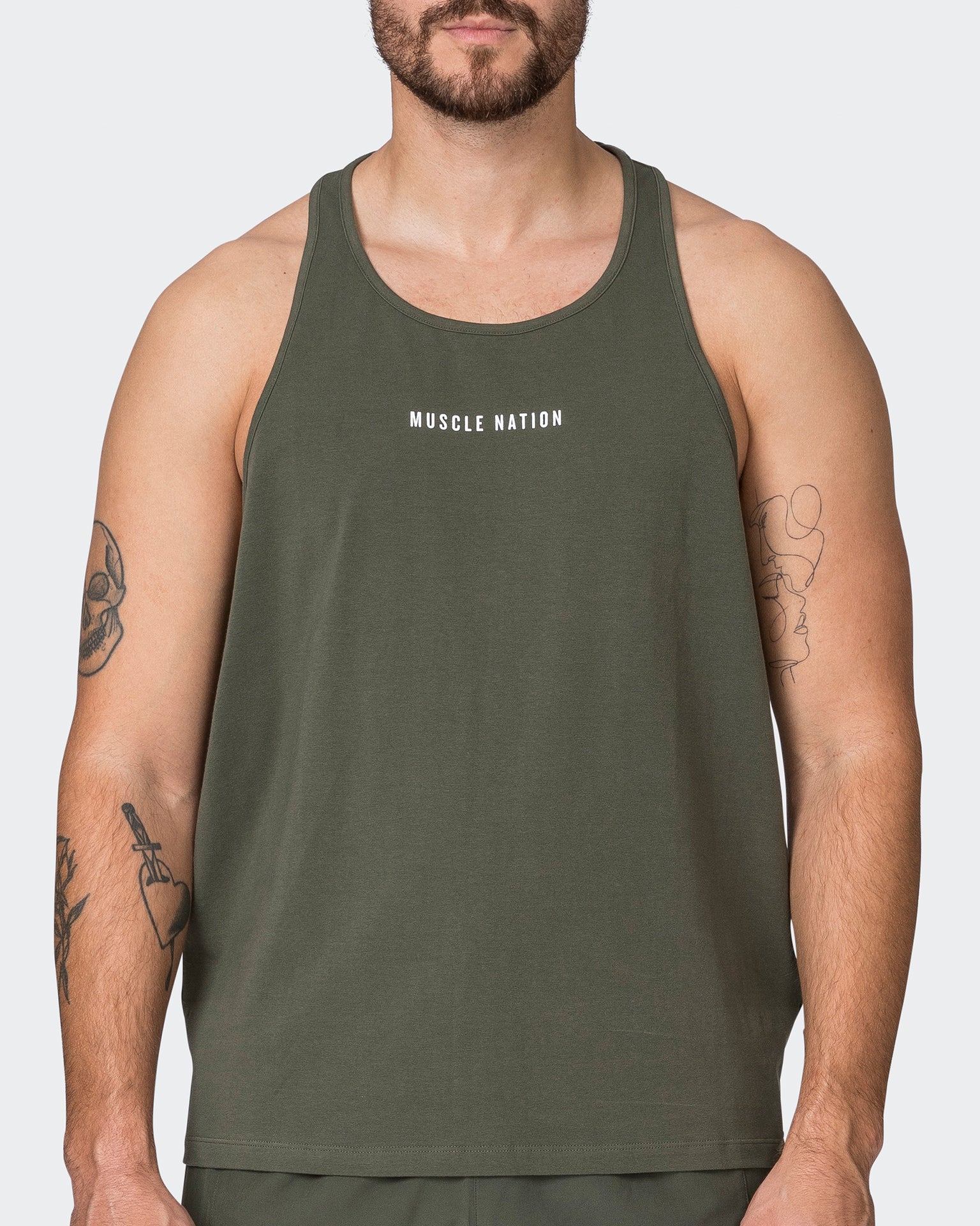 Infinite Y Back Singlet - Dark Khaki – Muscle Nation