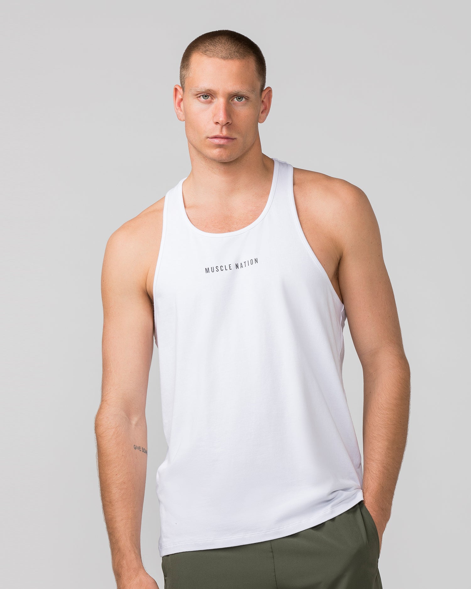 Infinite Y Back Singlet - White - Muscle Nation
