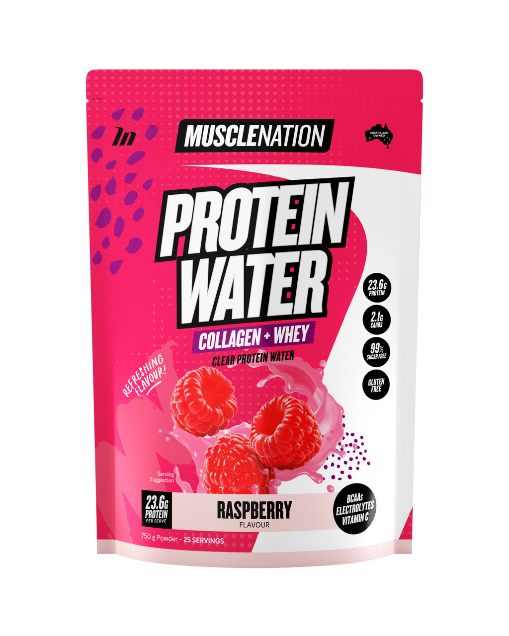 PROTEIN WATER - Raspberry - 25 serves 750g - Muscle Nation