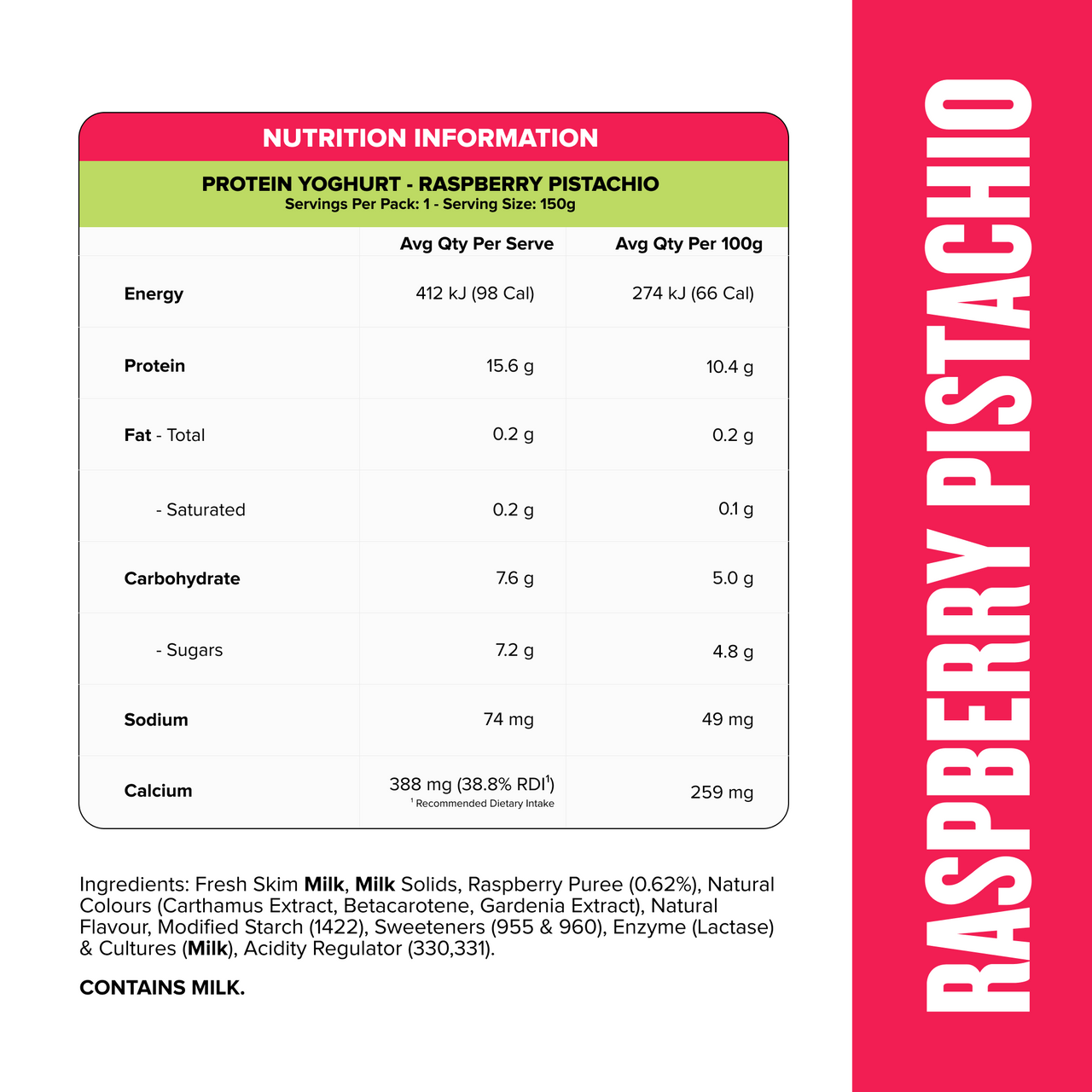 PROTEIN YOGHURT - Pistachio Papi - Raspberry Pistachio Pouch – Muscle ...
