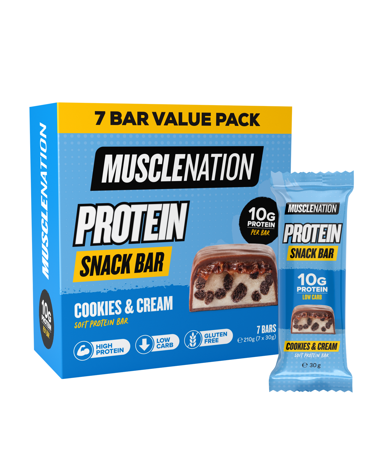 SNACK Protein Bar - Cookies & Cream 7 Pack – Muscle Nation