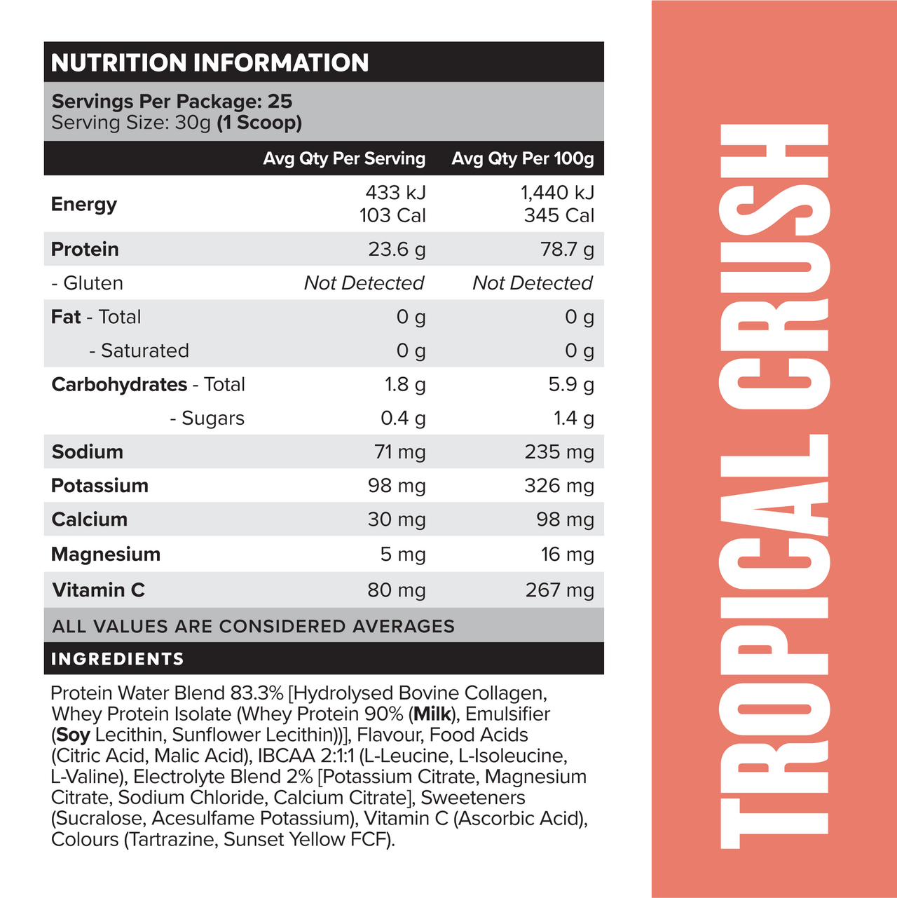 PROTEIN WATER - Tropical Crush - 25 serves – Muscle Nation