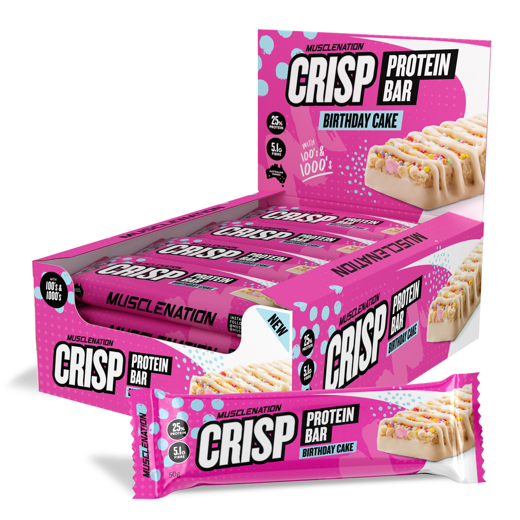 CRISP Protein Bar - Birthday Cake - Box of 12 – Muscle Nation