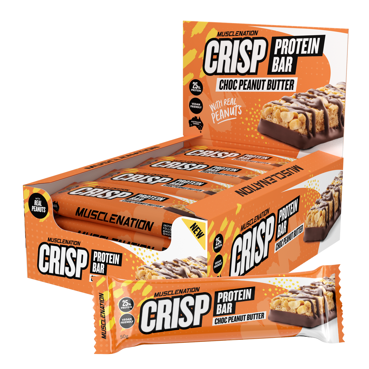 CRISP Protein Bar - Choc Peanut Butter - Box of 12 – Muscle Nation