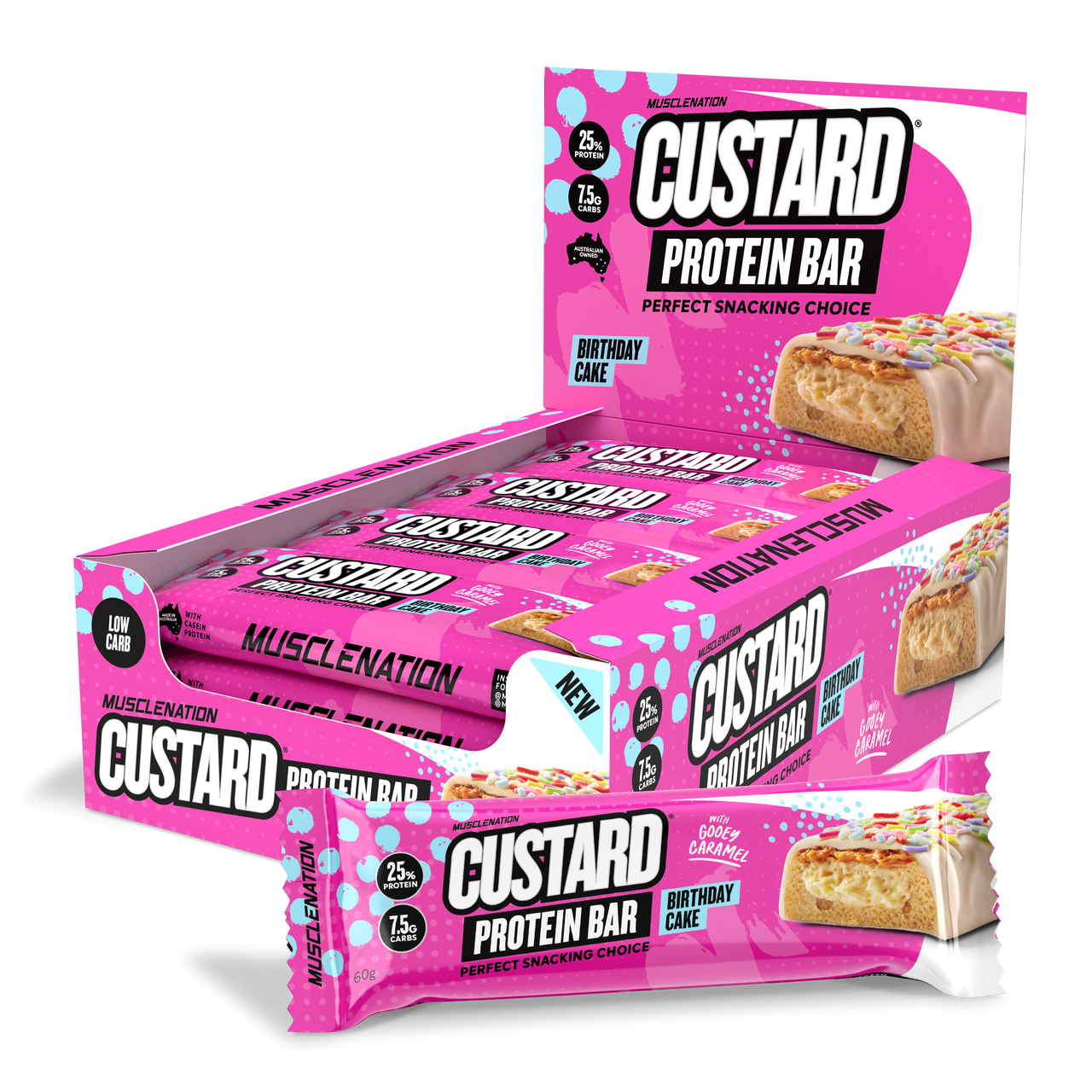 CUSTARD Protein Bar - Birthday Cake - Box of 12 - Muscle Nation