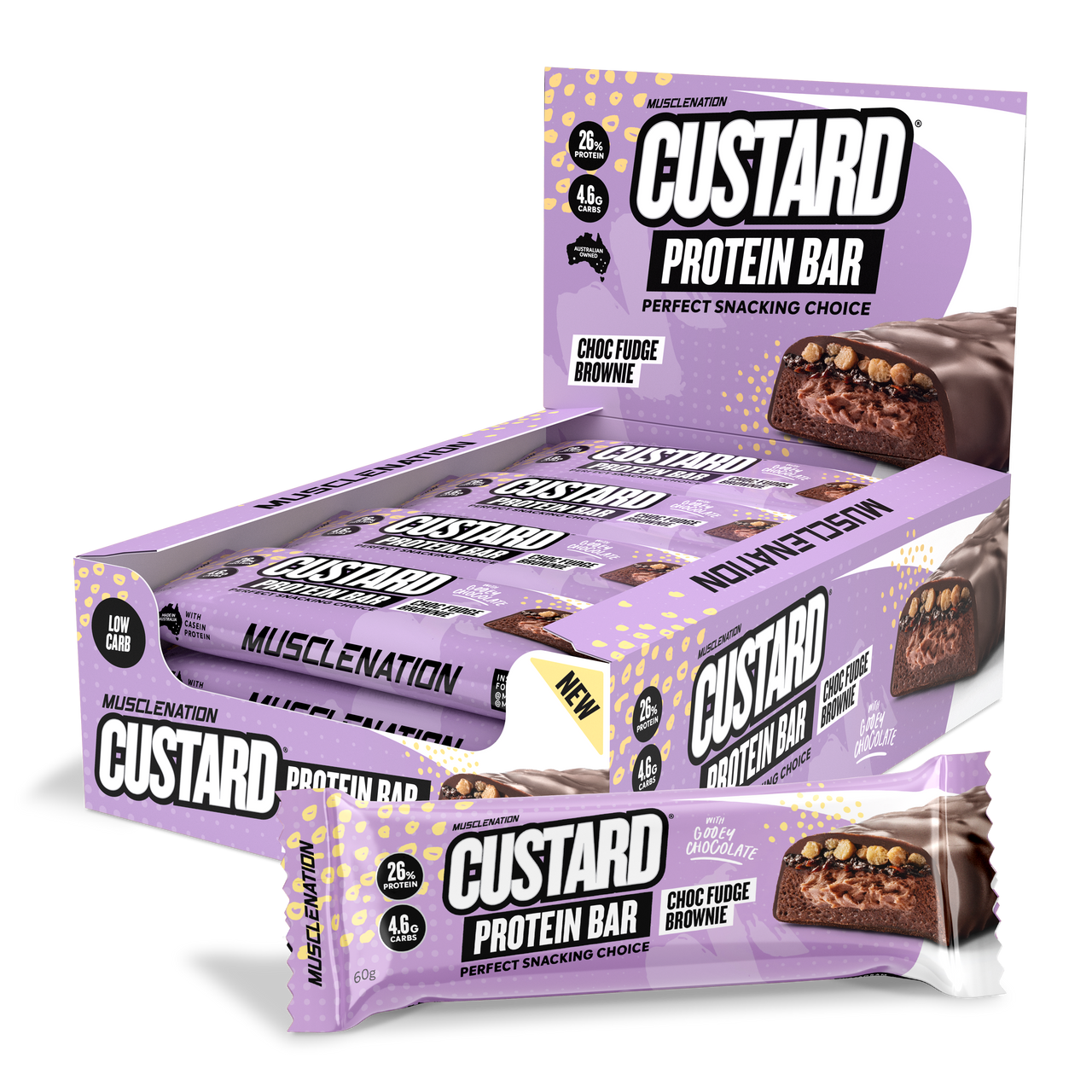 CUSTARD Protein Bar - Choc Fudge Brownie - Box of 12 - Muscle Nation