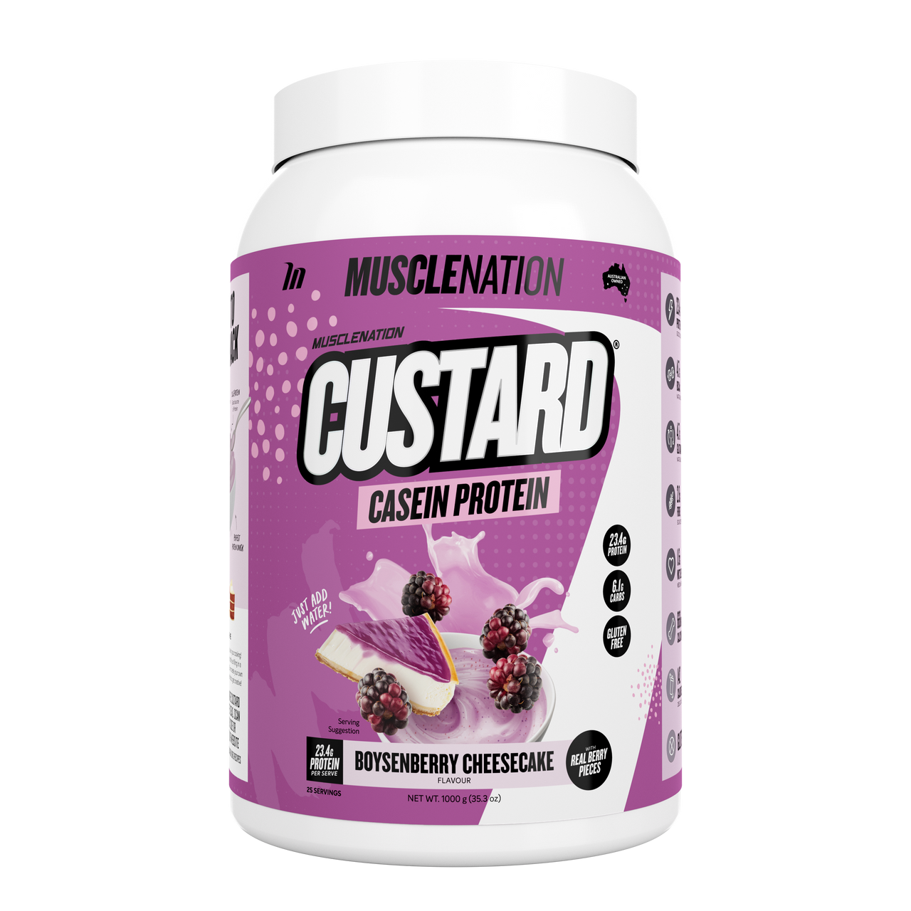 CUSTARD Casein Protein - Boysenberry Cheesecake - 25 serves – Muscle Nation