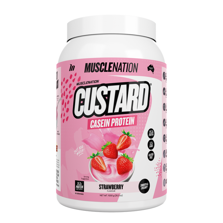 CUSTARD Casein Protein - Strawberry - 25 serves – Muscle Nation