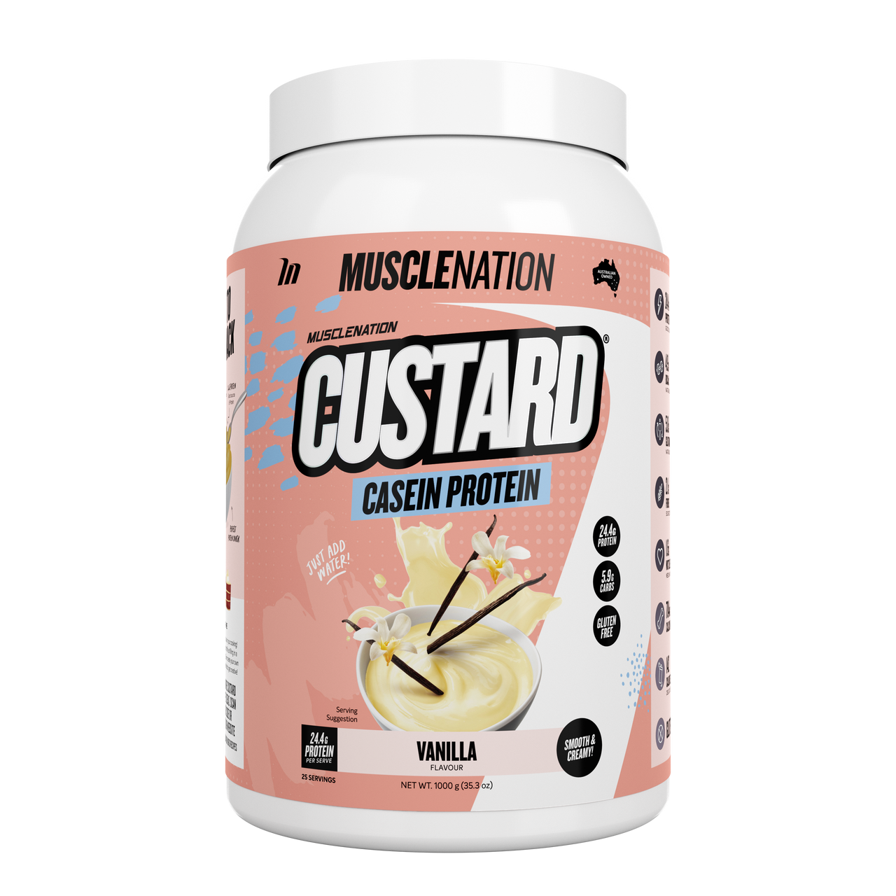 CUSTARD Casein Protein - Vanilla - 25 serves – Muscle Nation