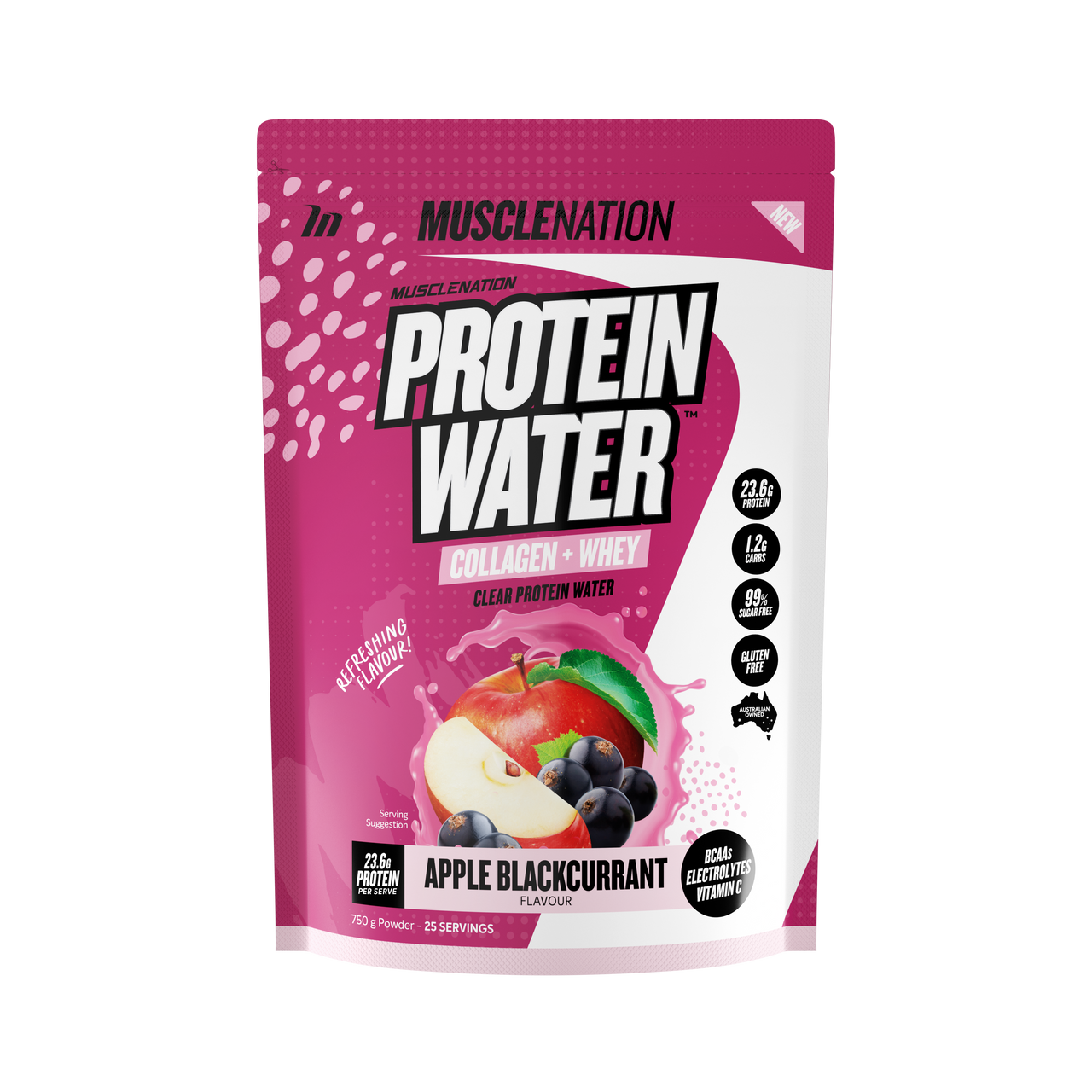 PROTEIN WATER - Apple Blackcurrant - 25 serves 750g - Muscle Nation