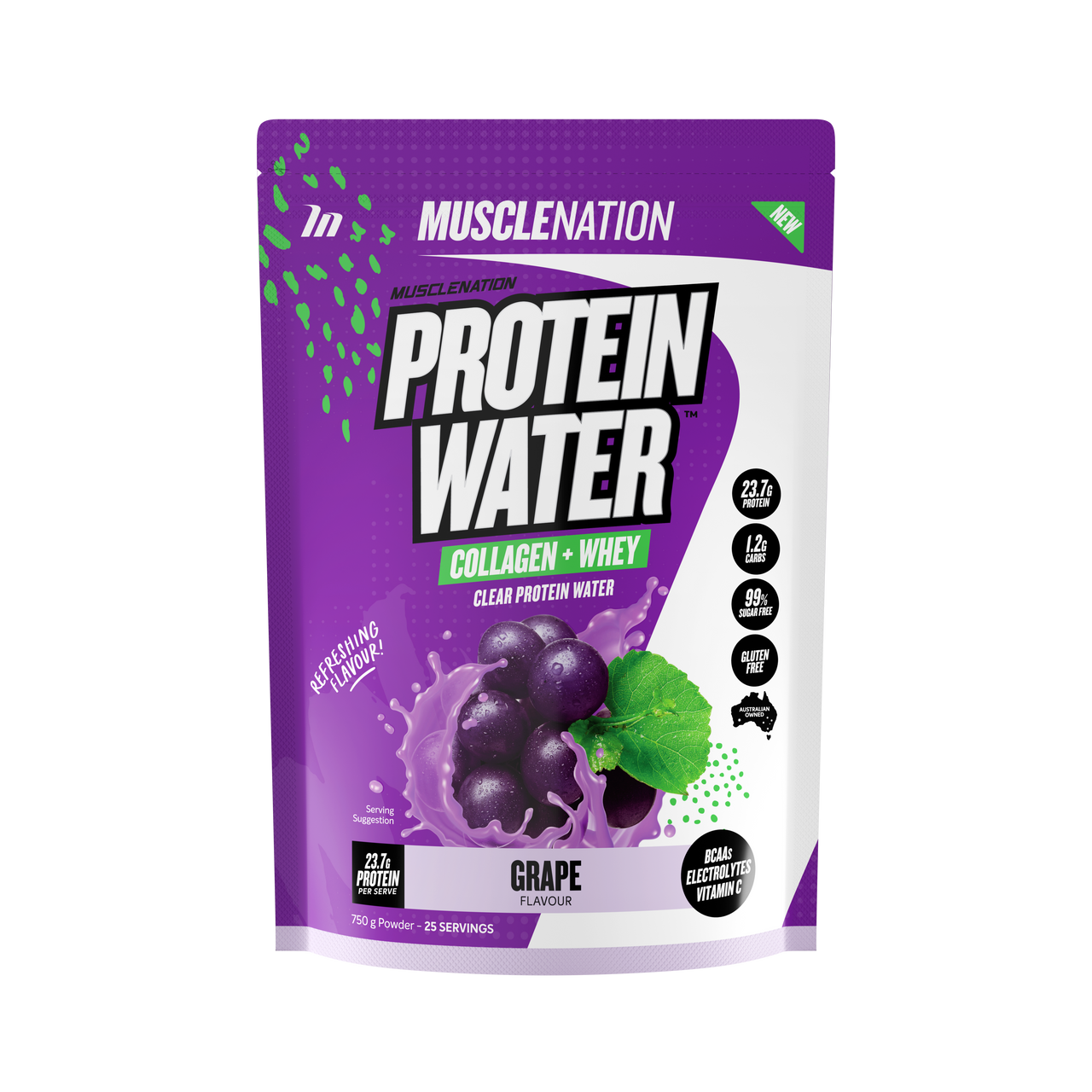 PROTEIN WATER - Grape - 25 serves 750g - Muscle Nation