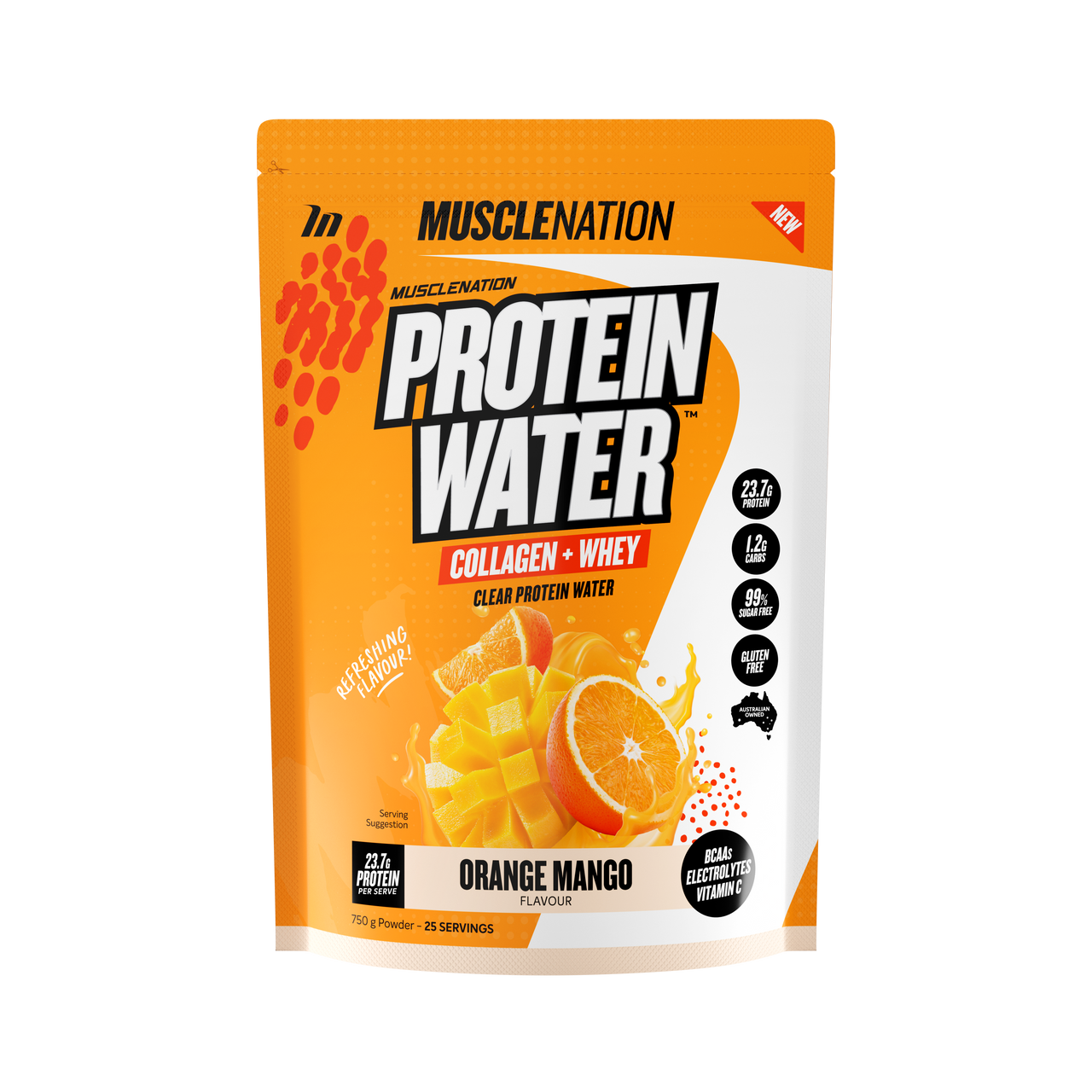 PROTEIN WATER - Orange Mango - 25 serves 750g - Muscle Nation