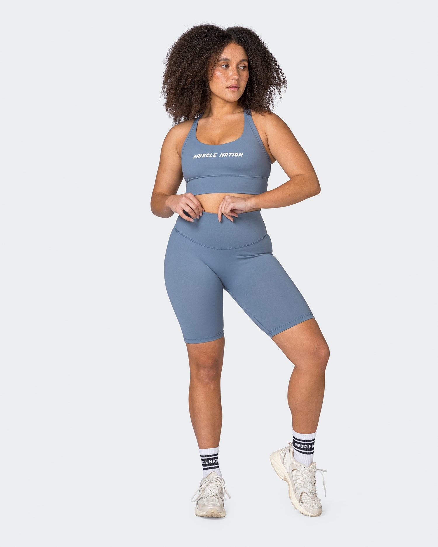 Ultra Signature Referee Length Shorts - Stone Blue - Muscle Nation