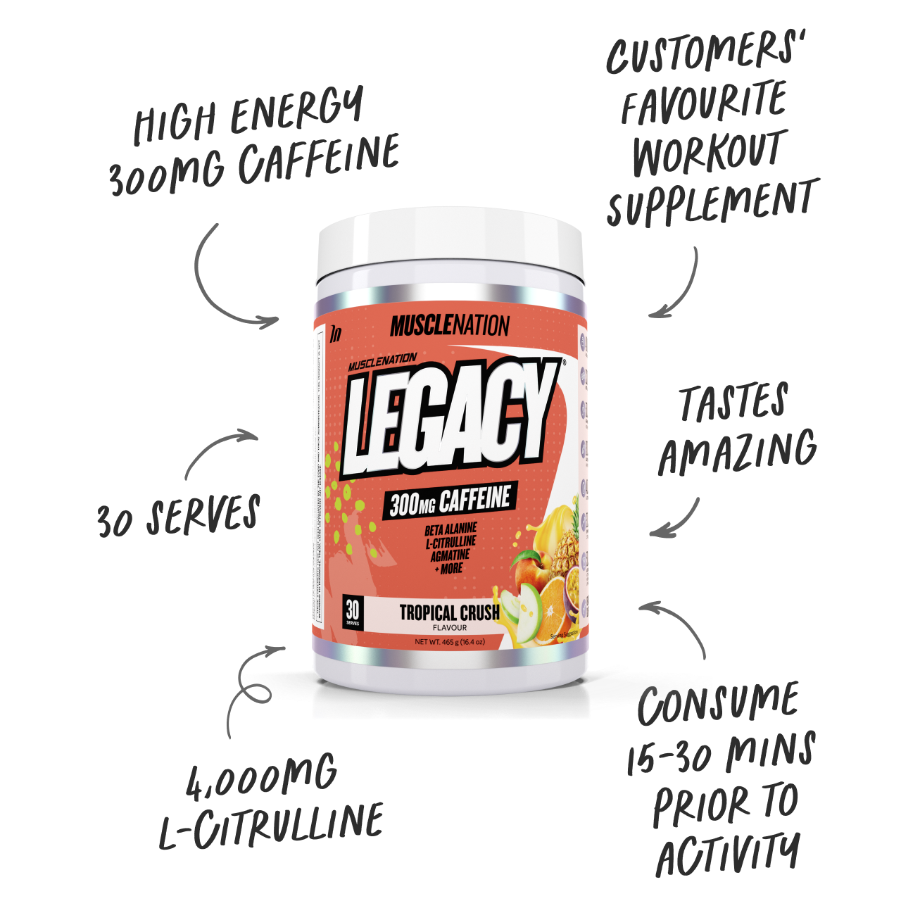 LEGACY Pre Workout Energy - Tropical Crush - 30 serves – Muscle Nation