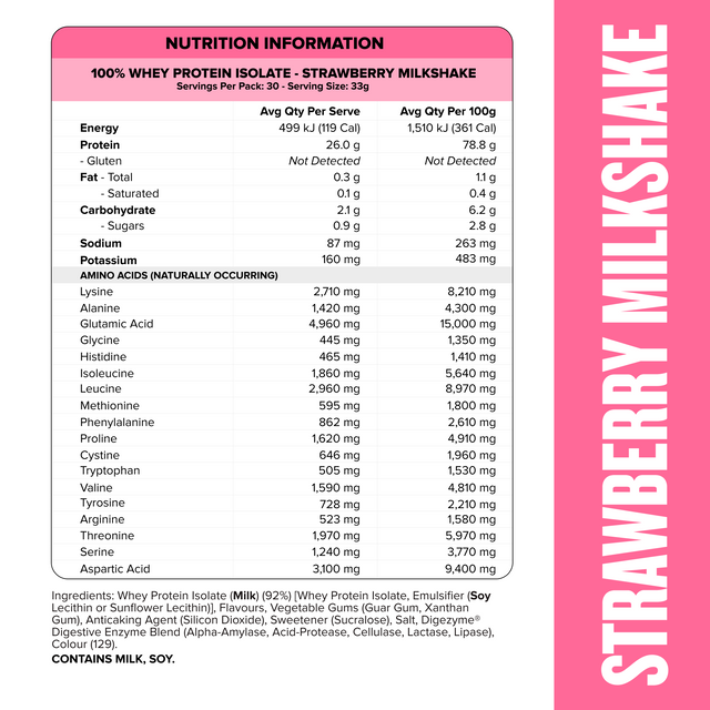 WHEY Protein Isolate Strawberry Milkshake | Muscle Nation