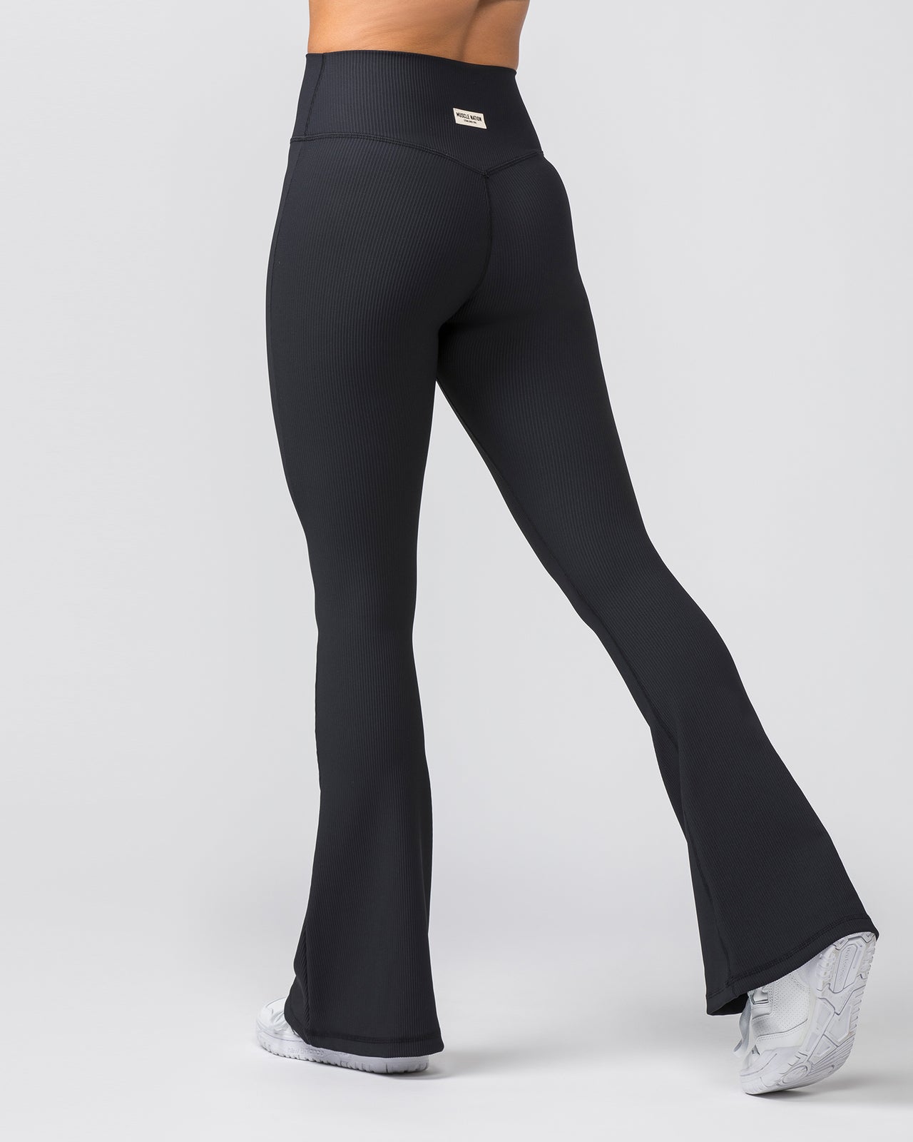 Zero Rise Rib Flare Leggings - Black - Muscle Nation