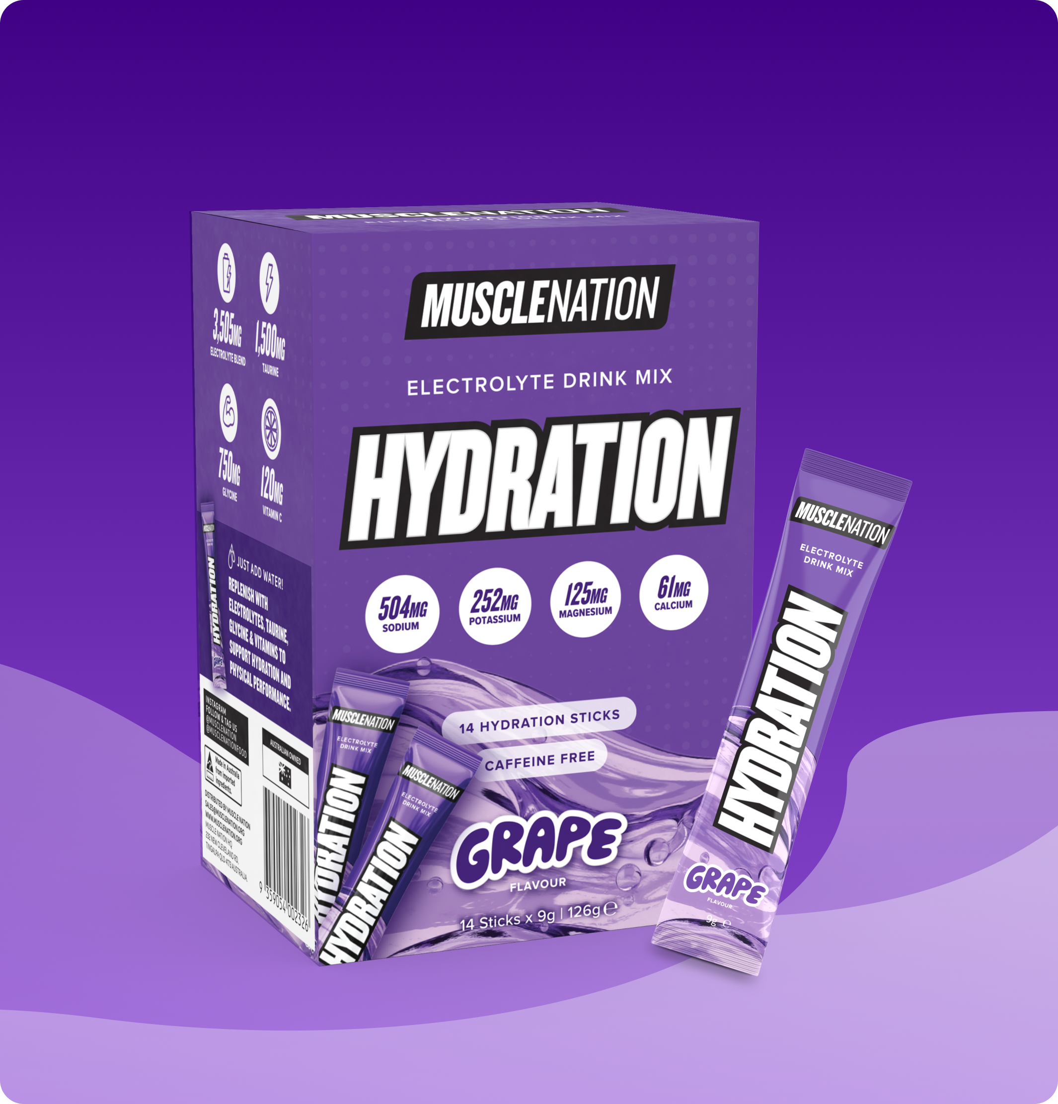 HYDRATION Sticks Grape 14pk | Electrolyte Mix Performance – Muscle Nation