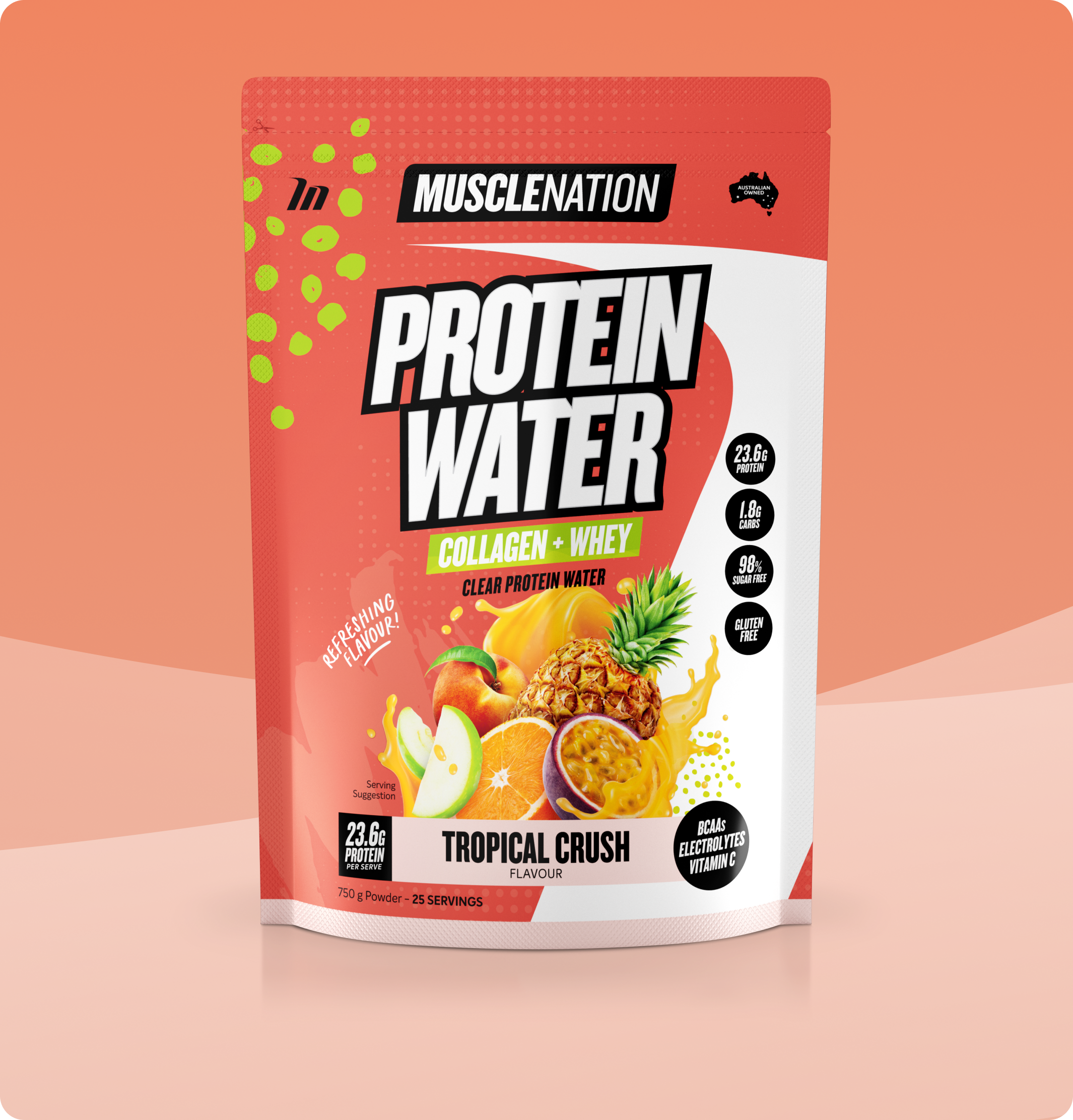 PROTEIN WATER - Tropical Crush - 25 serves 750g – Muscle Nation