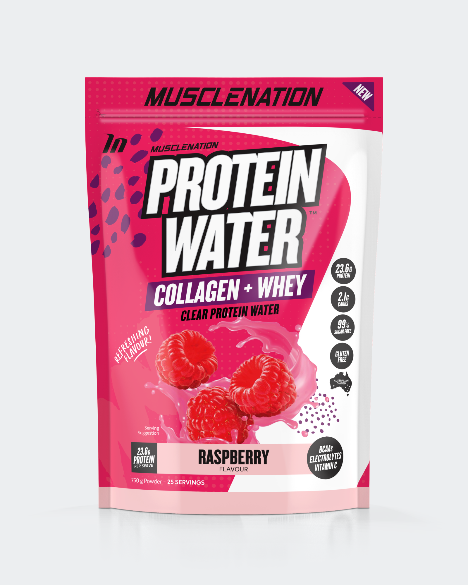 PROTEIN WATER - Raspberry - 25 serves 750g - Muscle Nation